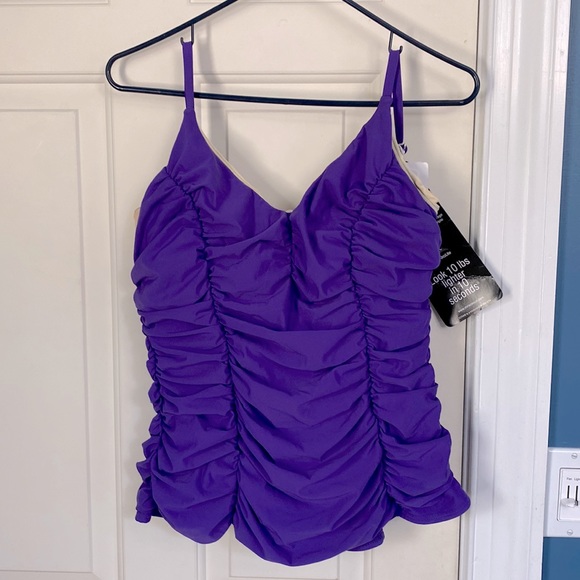 Miraclesuit | Swim | Purple Rouched Miraclesuit Tankini Top Nwt With ...
